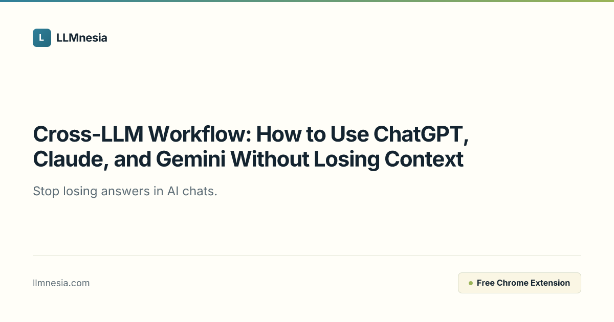 Cross-LLM Workflow: How to Use ChatGPT, Claude, and Gemini Without ...