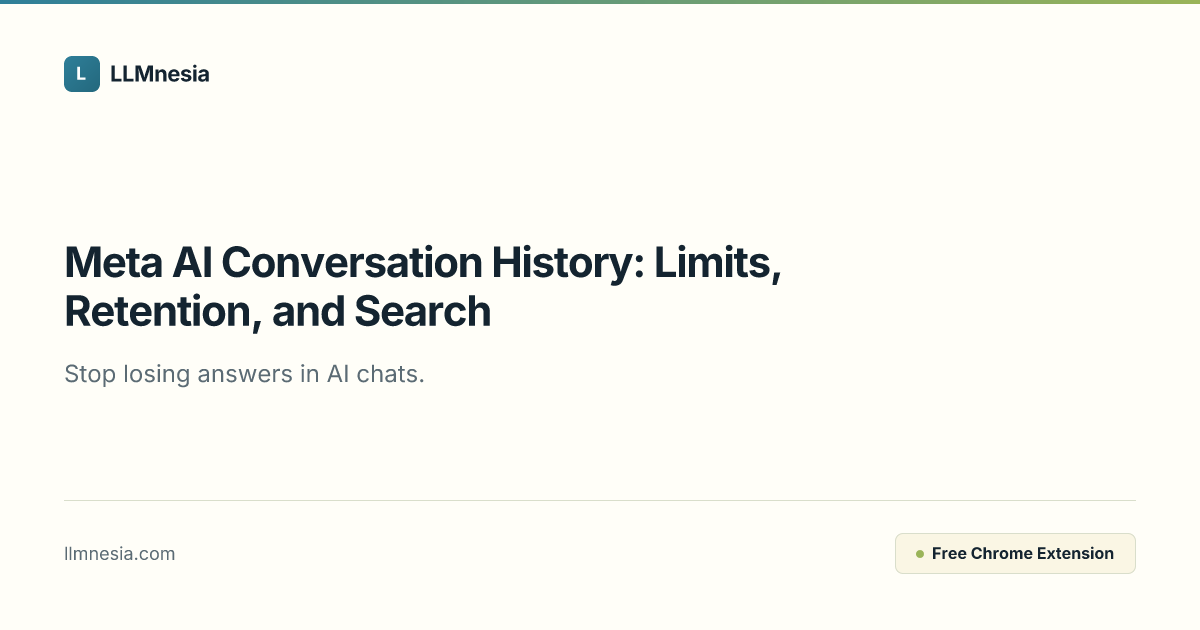 Meta AI Conversation History: Limits, Retention, and Search | LLMnesia